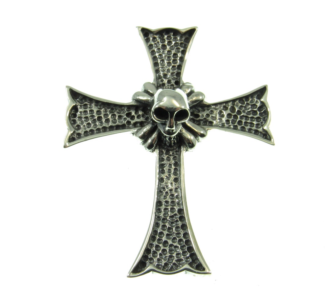 Solid 925 Sterling Silver Skeleton Skull Cross Slide Pendant, Men's ...