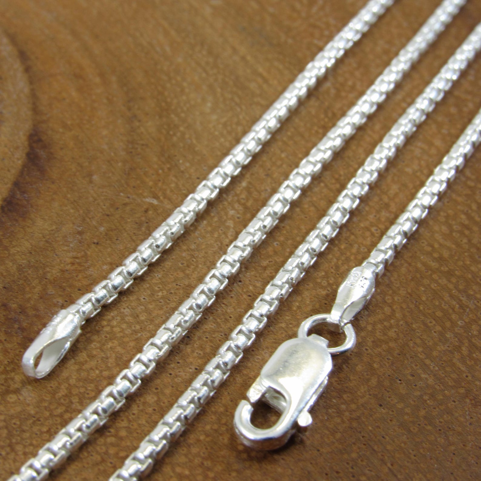 1.5MM Solid 925 Sterling Silver Round Box Chain, Rounded Box Link ...