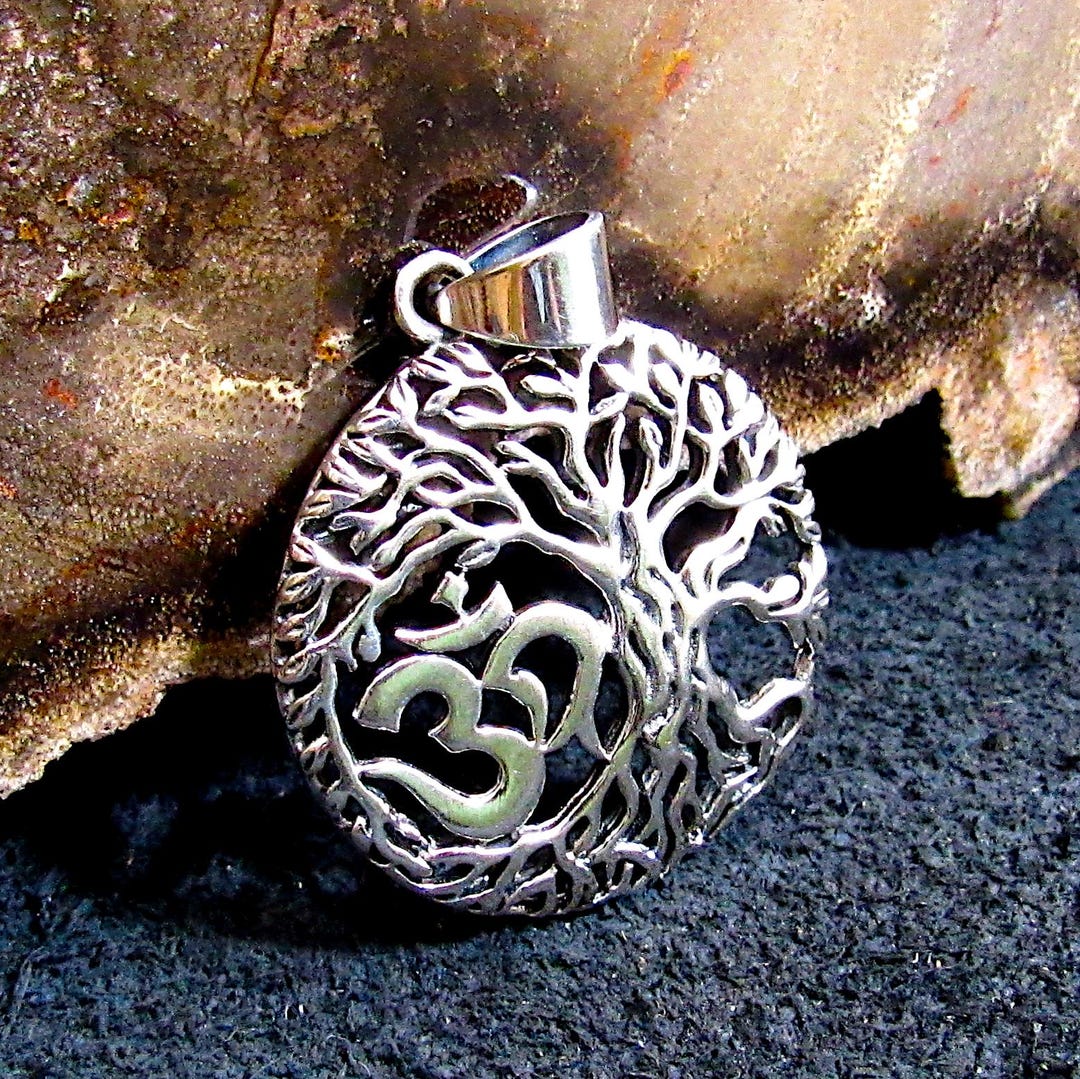 Solid 925 Sterling Silver Om Tree of Life Pendant – Naturecore Necklace ...
