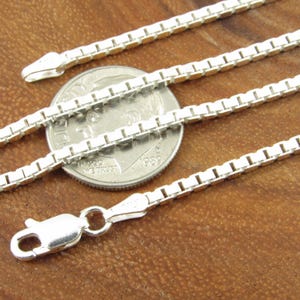 Solid 925 Sterling Silver Italian Box Chain, Men's and Women's Unisex ...