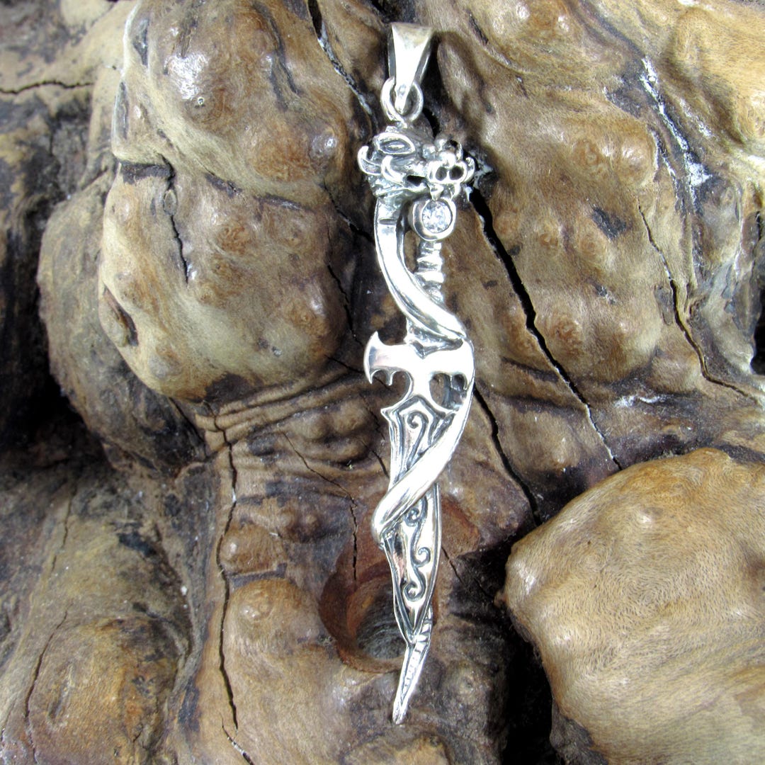 Solid 925 Sterling Silver Baphomet Sword Pagan Pendant, Intertwined ...