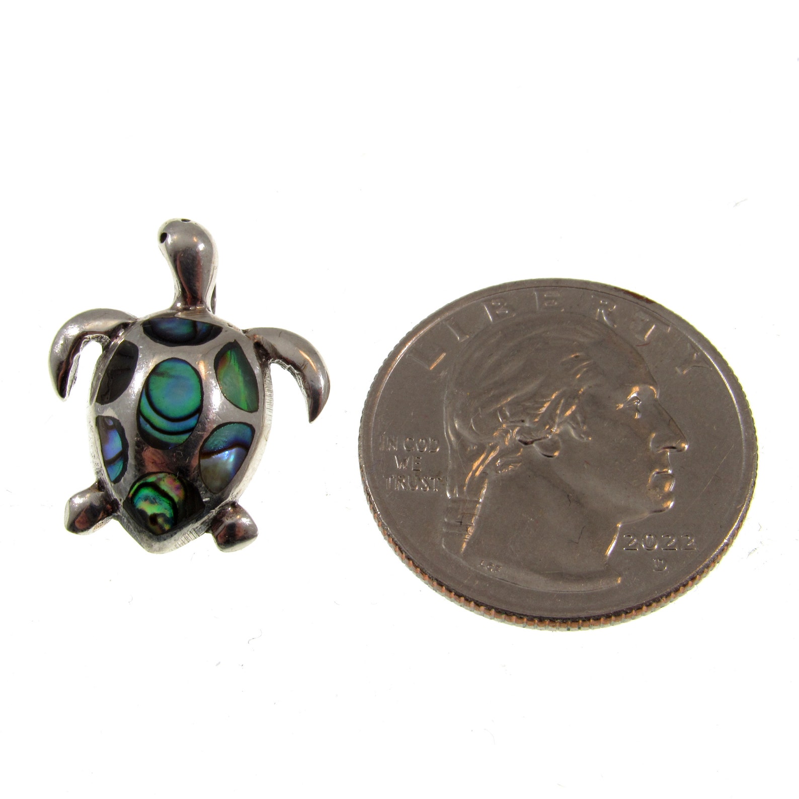 Solid 925 Sterling Silver Paua Shell Turtle Pendant – Sea Turtle Charm ...