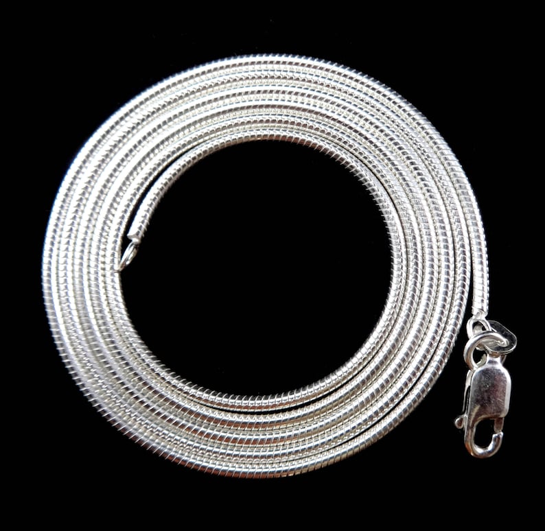 1.5MM Solid 925 Sterling Silver Italian Round Snake Chain Necklace or ...