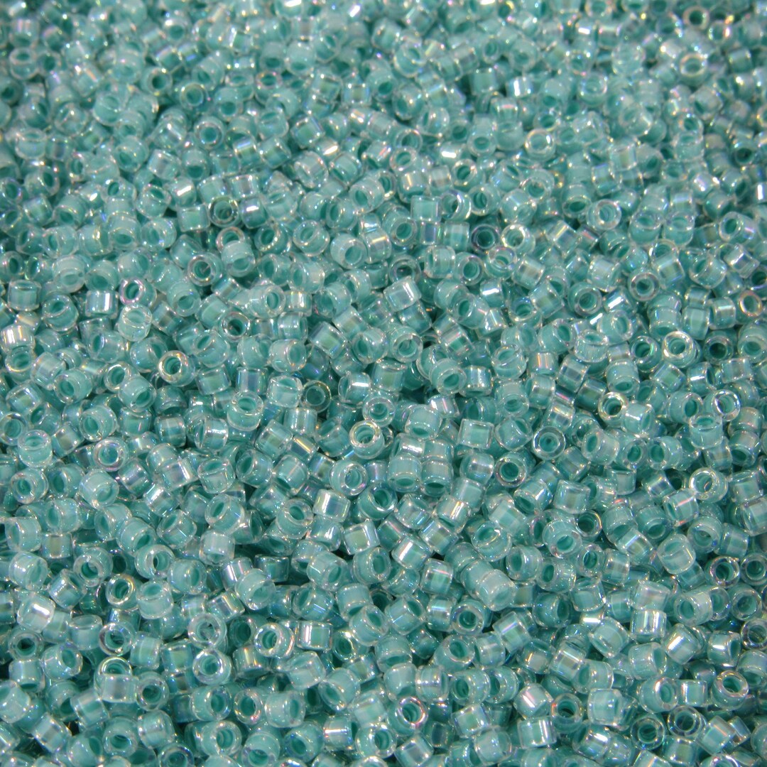 DB0079 11/0 Miyuki Turquoise Green Lined Crystal AB Delica Seed Beads ...