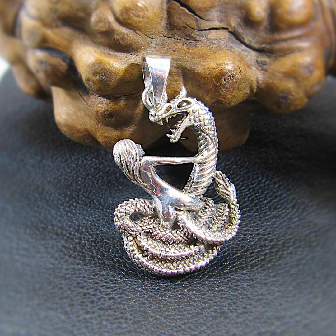 Solid 925 Sterling Silver Damsel in Distress Pendant, Woman & Mystical ...