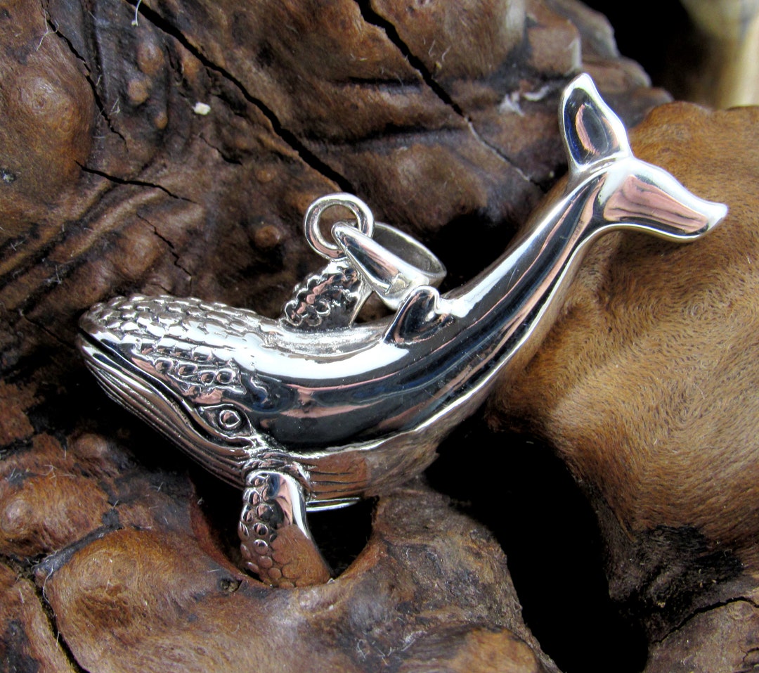 Solid 925 Sterling Silver Humpback Whale Pendant - Etsy
