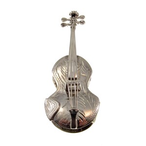 Large Solid 925 Sterling Silver Violin & Bow Locket Pendant ...