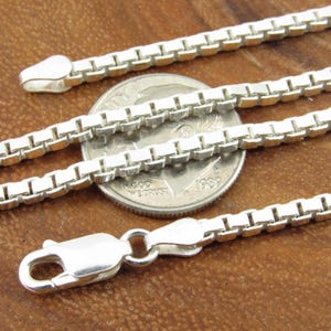 Solid 925 Sterling Silver Italian Box Chain, Men's and Women's Unisex ...
