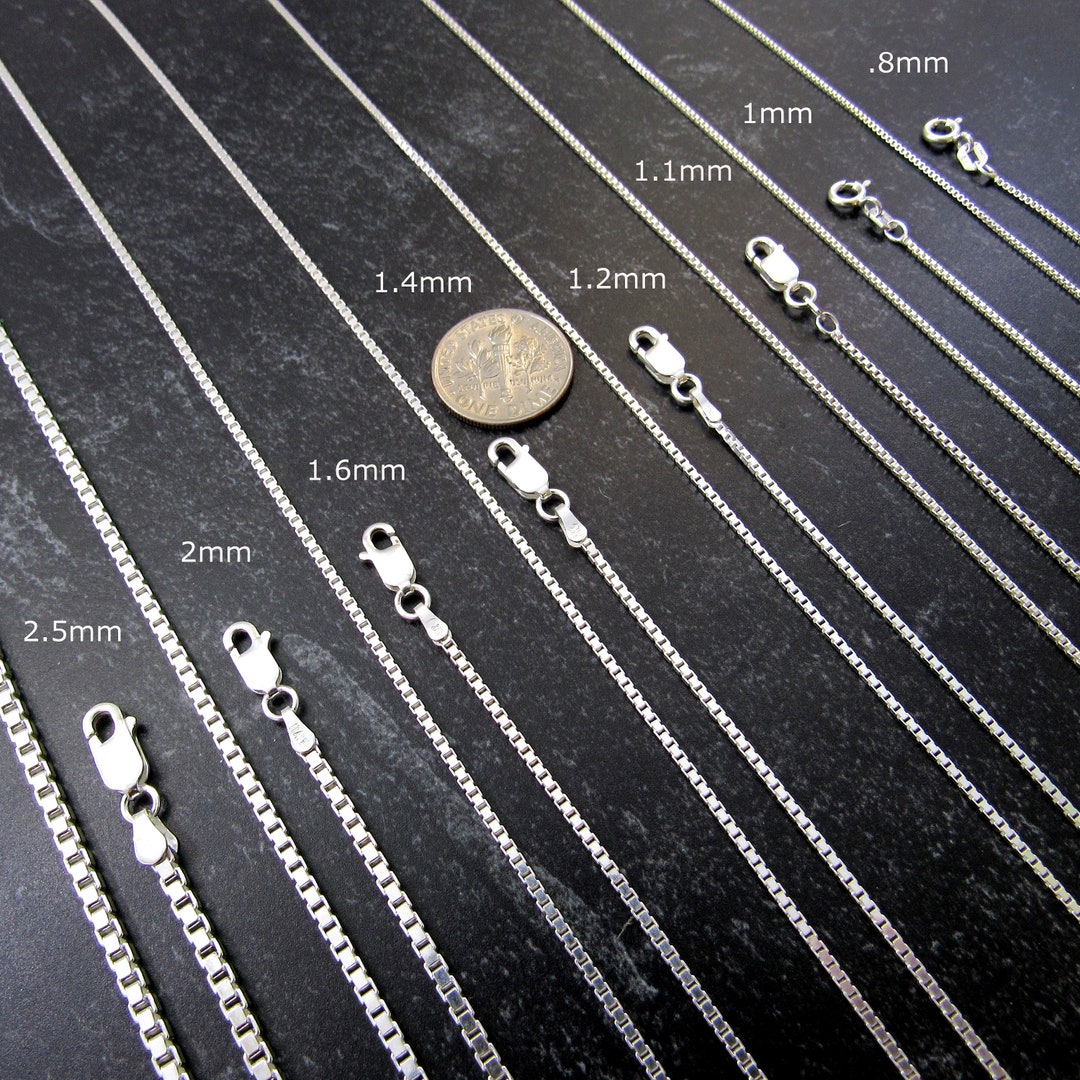 Solid 925 Sterling Silver Italian Box Chain, Men's and Women's Fine ...
