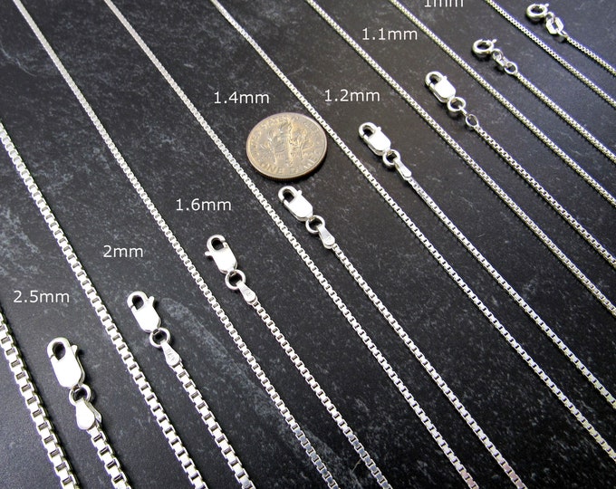 Sterling Silver Chain Necklace for Pendant, Cable, Diamond Cut, Box ...