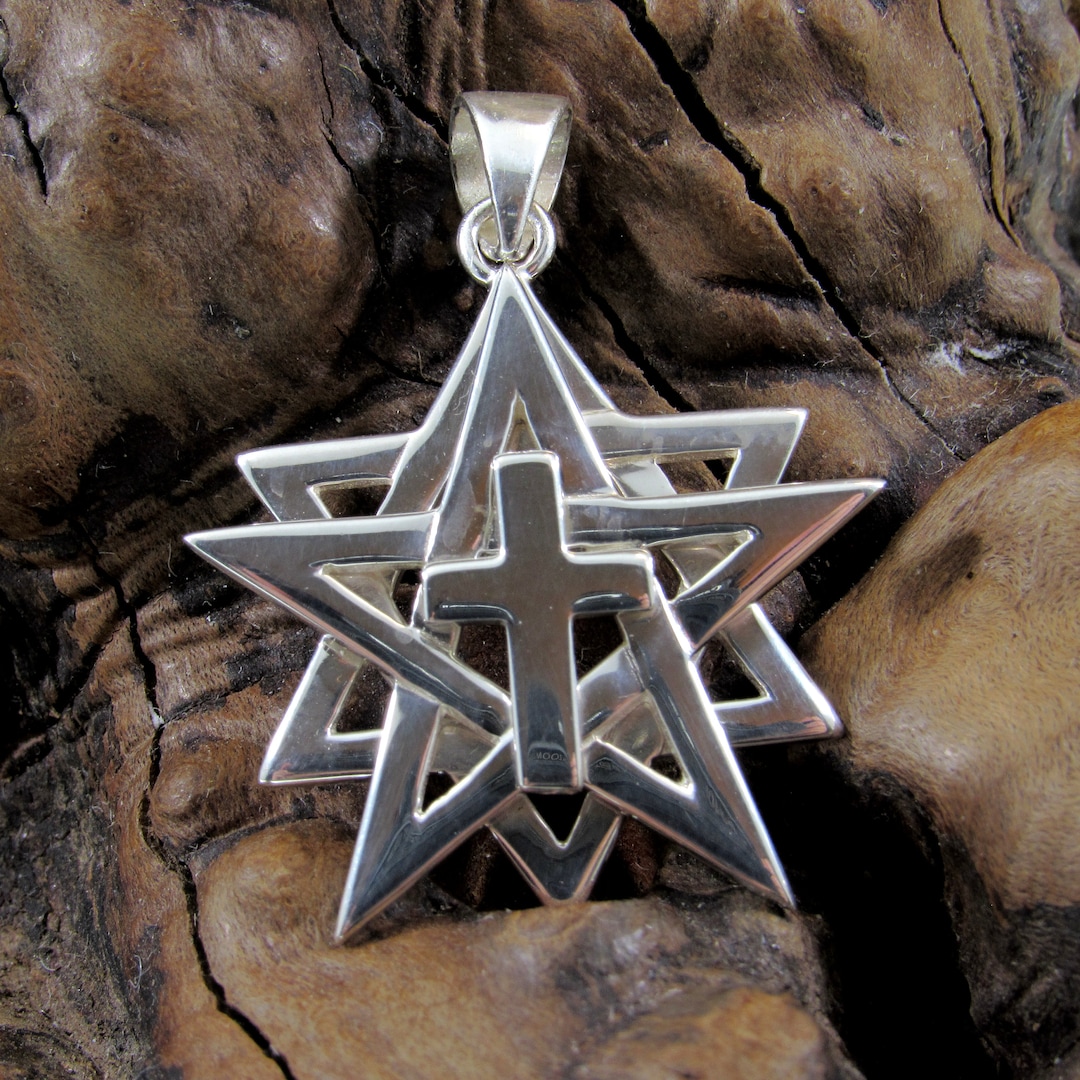 Solid 925 Sterling Silver Intertwined Star of David Christian Cross ...