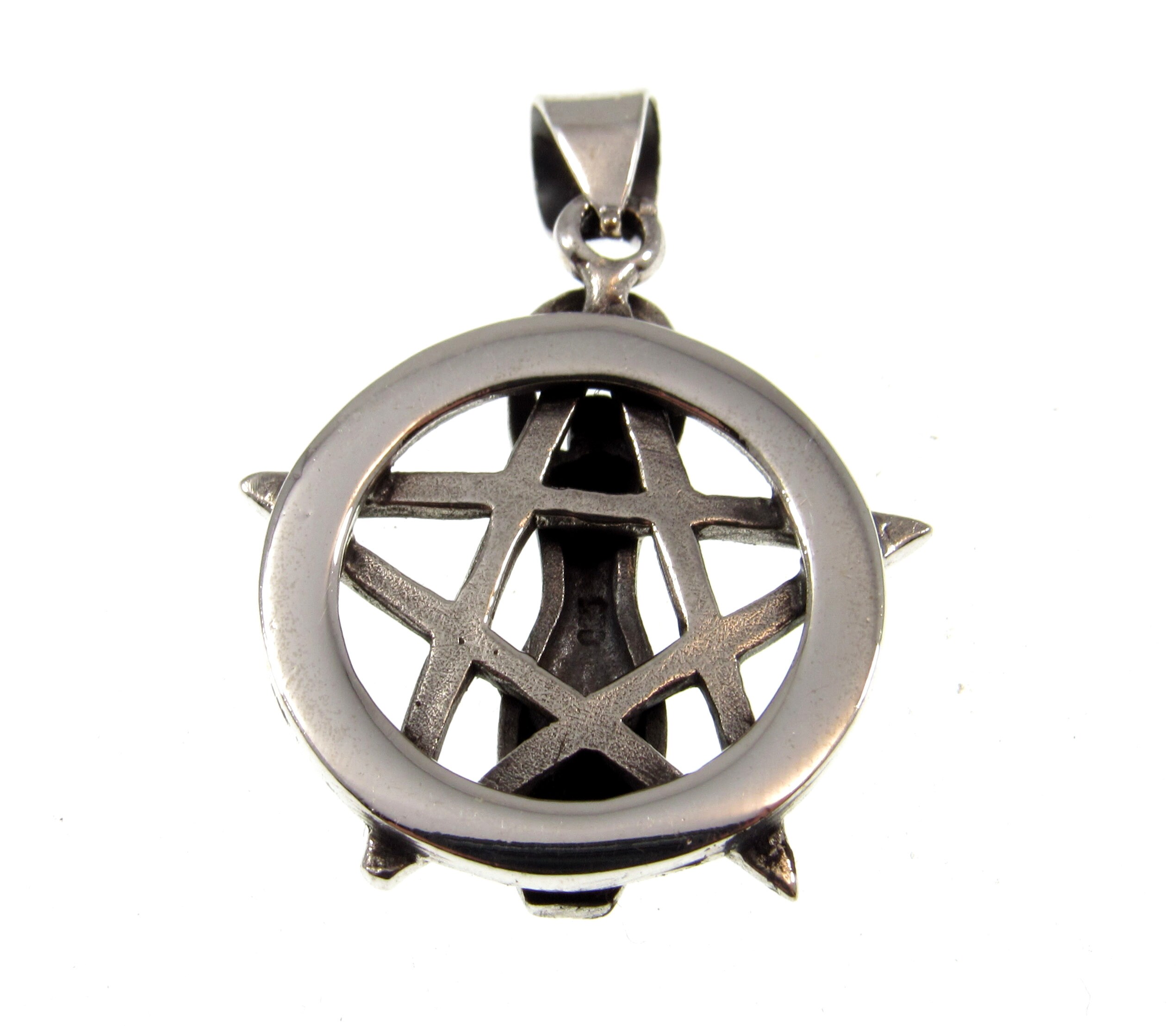 Solid 925 Sterling Silver Spiral Goddess Pentacle Pendant, Wiccan Pagan ...