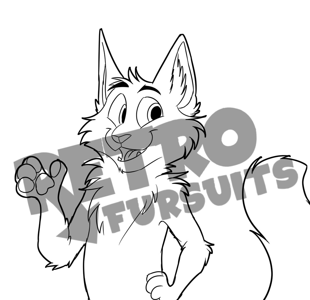 Toony Anthro Cat Lineart Base PNG - Etsy