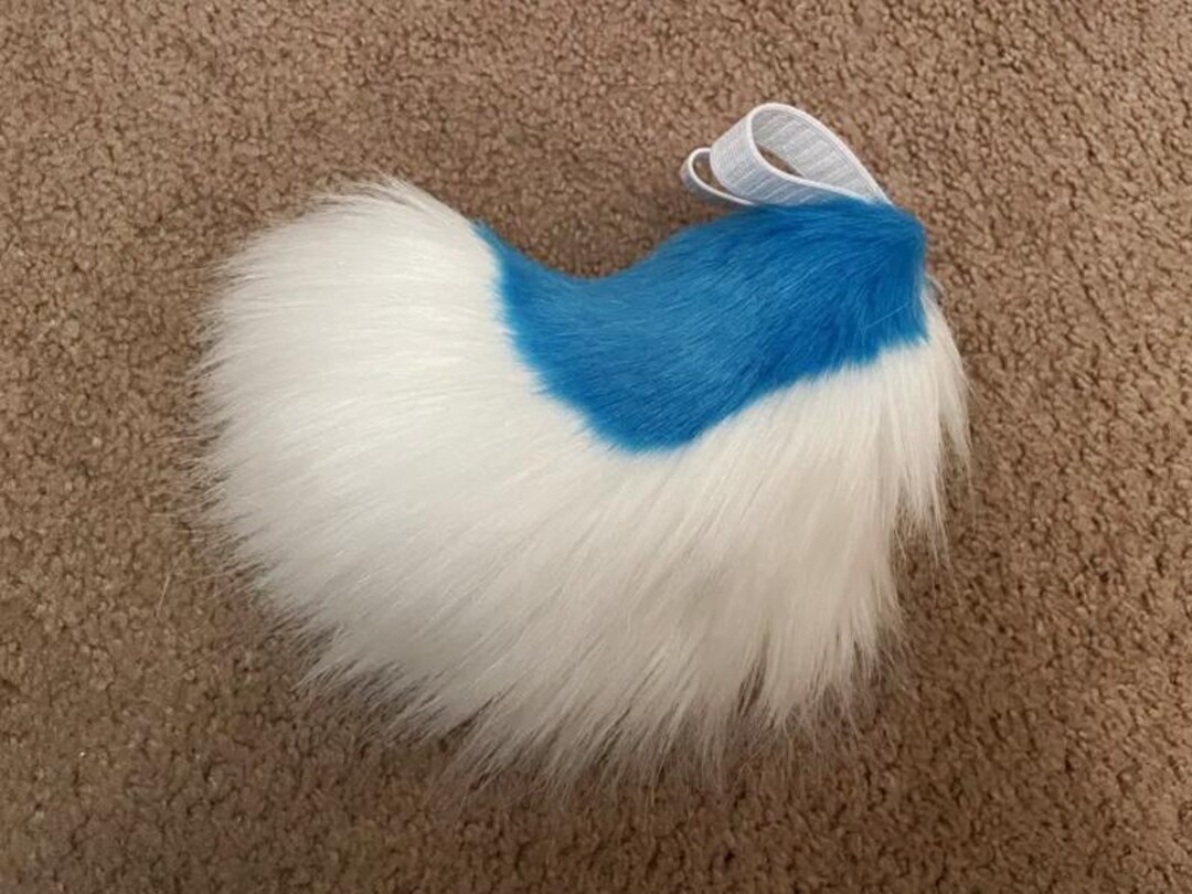 Azure Blue and White Mini Fursuit Nub Tail - Etsy