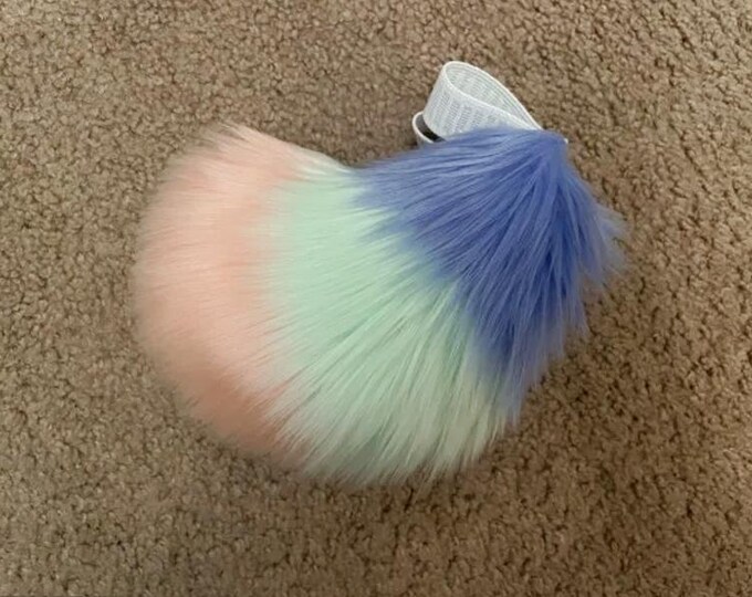 Periwinkle Blue Mint Green and Coral Pink Mini Fursuit Nub Tail - Etsy