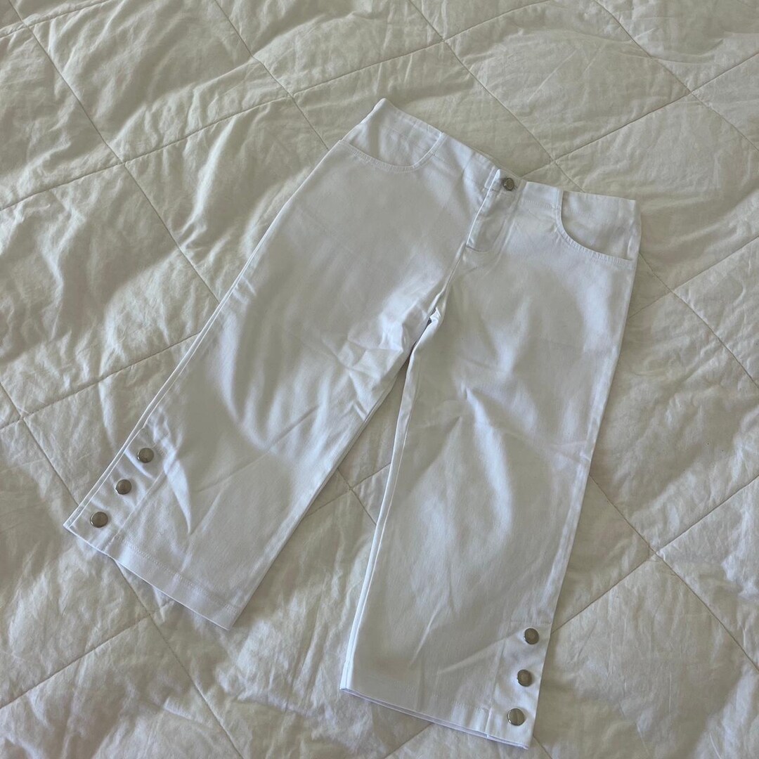 2000s White Capri Pants Silver Grommets Y2K - Etsy