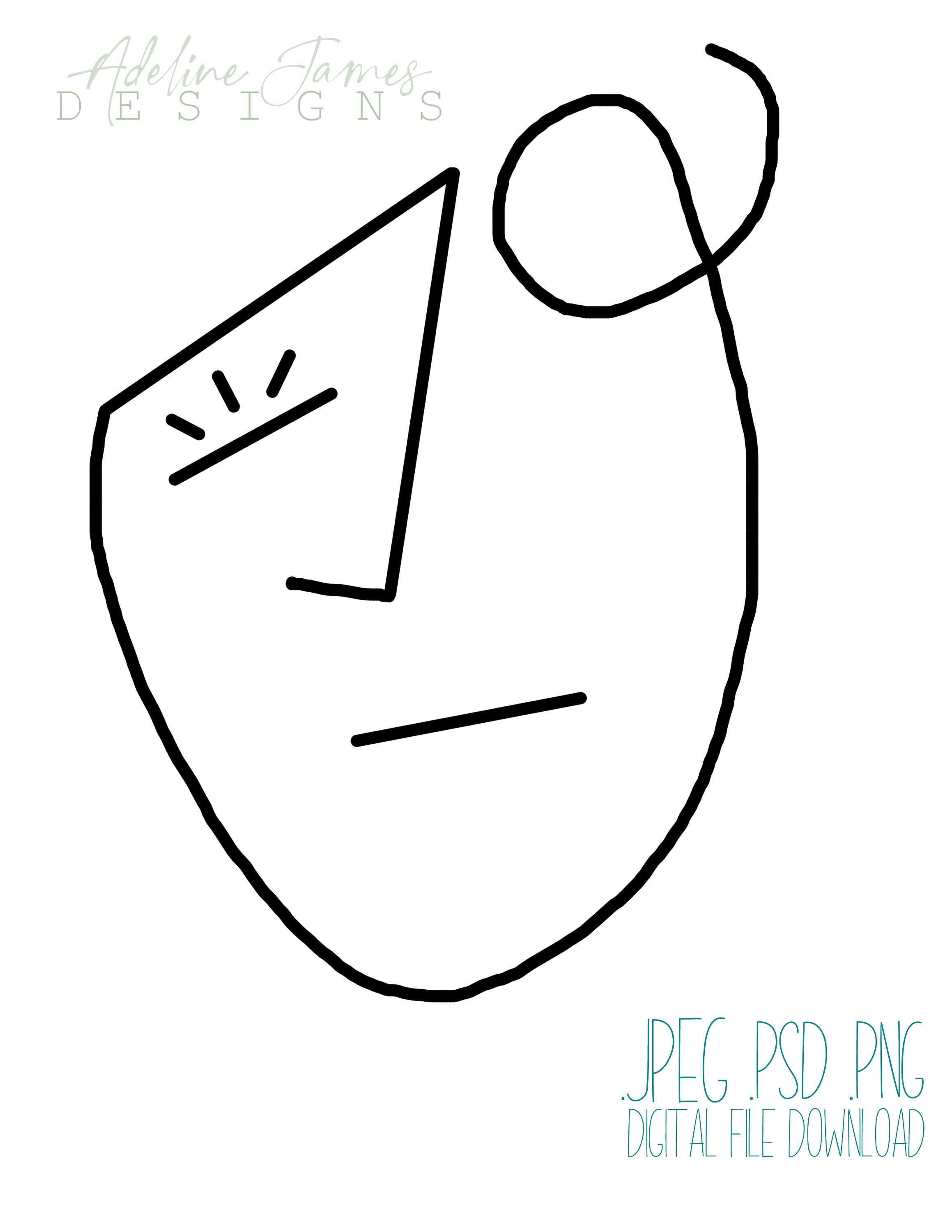 Scribble Face Digital Artwork download JPEG | Etsy