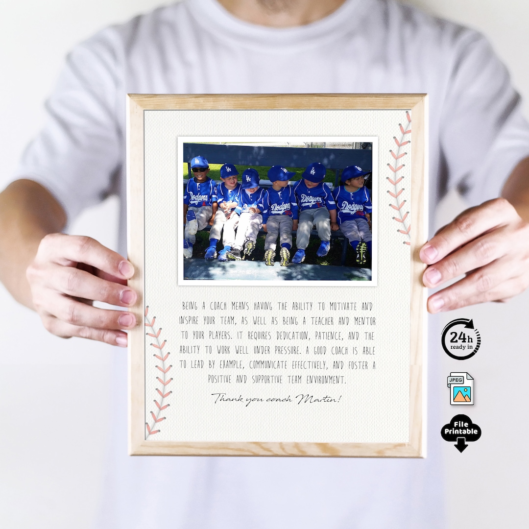 Baseball Coach Appreciation Gift, Custom Print With Photo Gift for ...