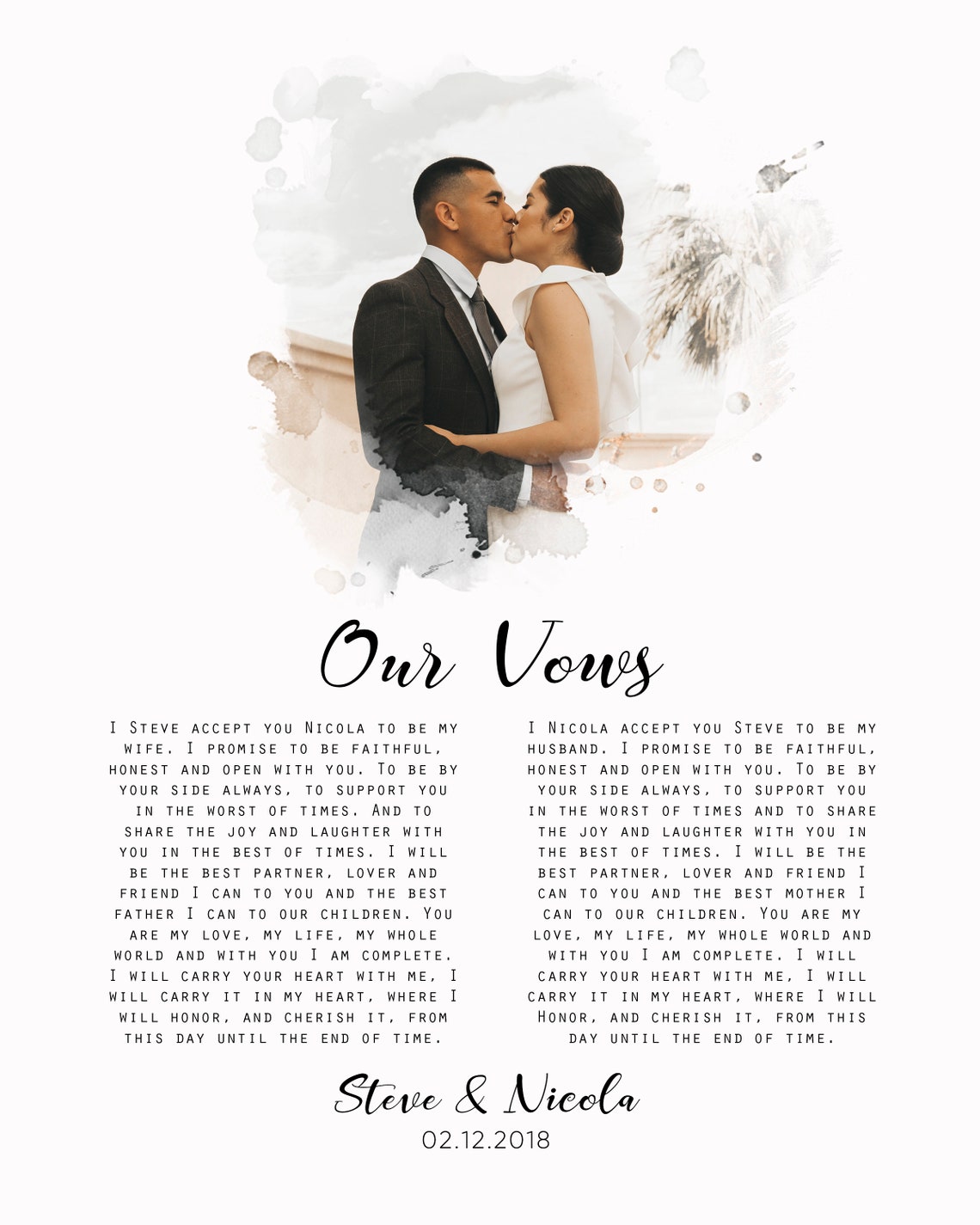 Wedding Vows Keepsake Anniversary Gift for Couple Vows and - Etsy