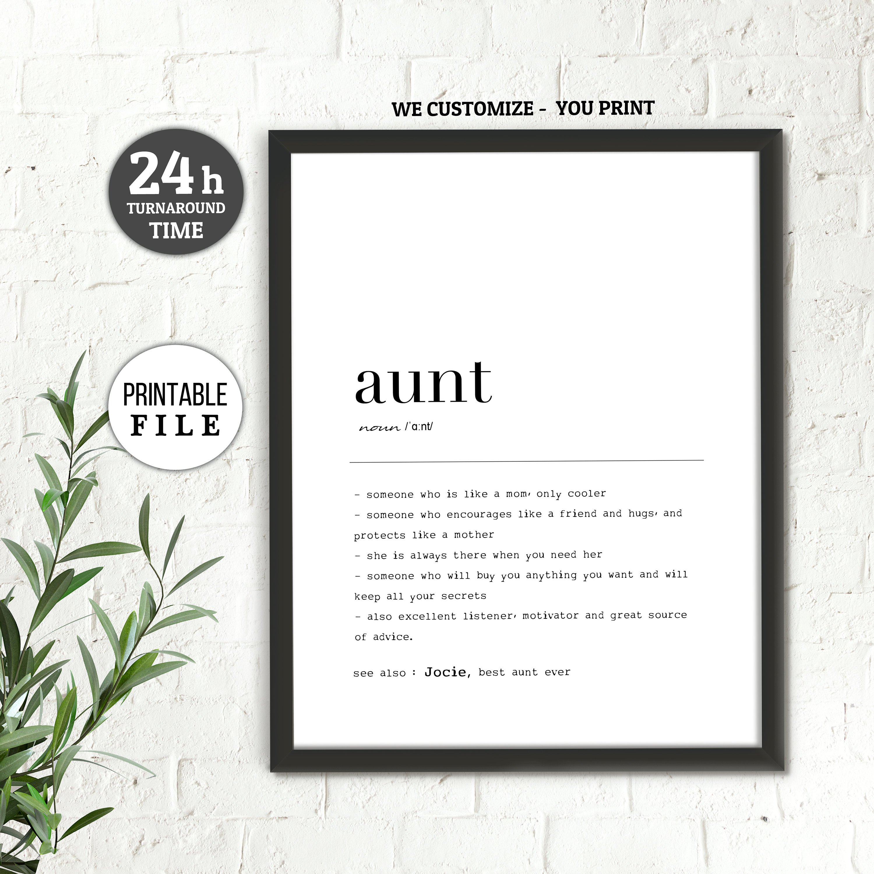 Personalized Definition of Aunt, Definition Gift, Aunt Gift From Niece ...