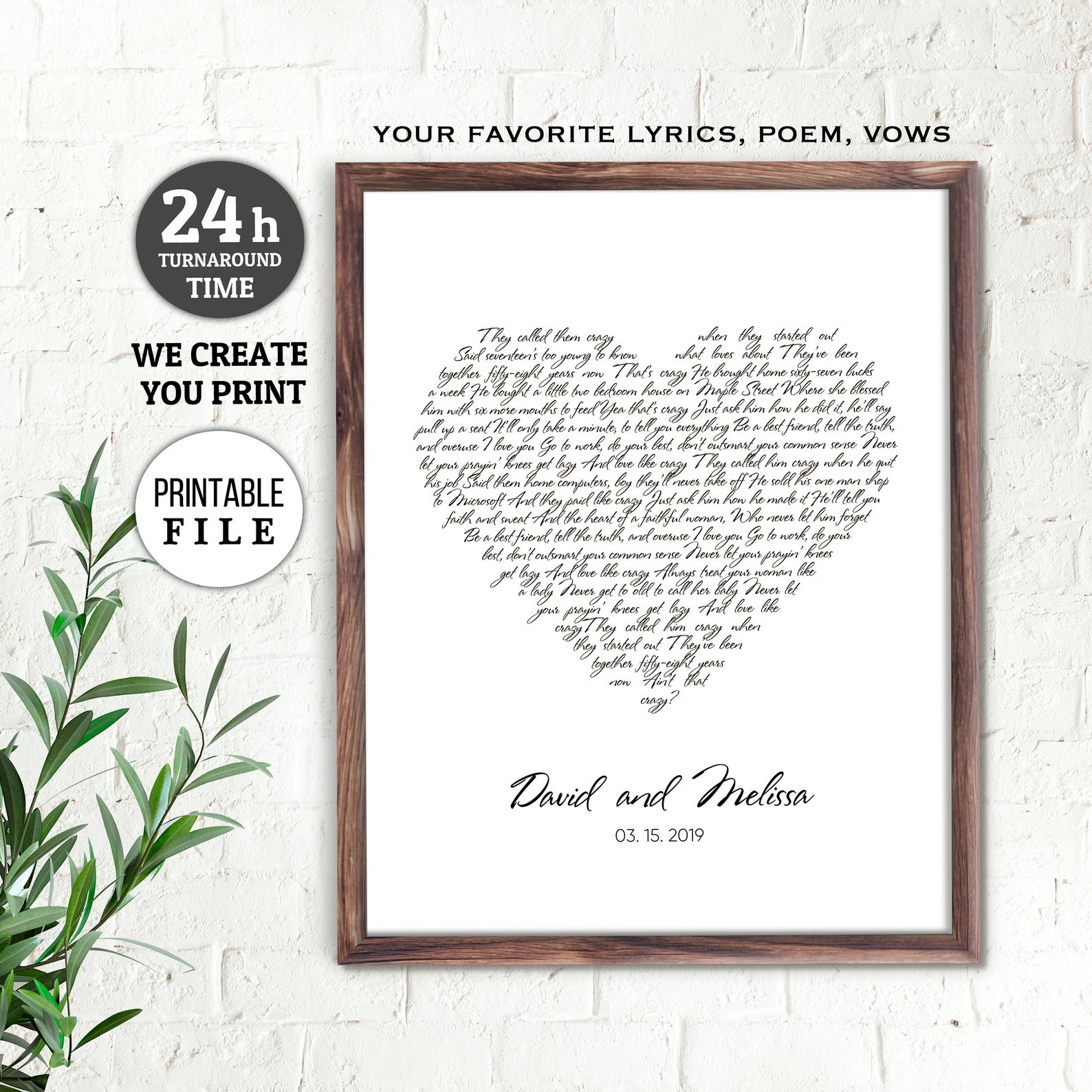 Personalized Song Lyric Gift Custom Song Lyrics Wall Art - Etsy