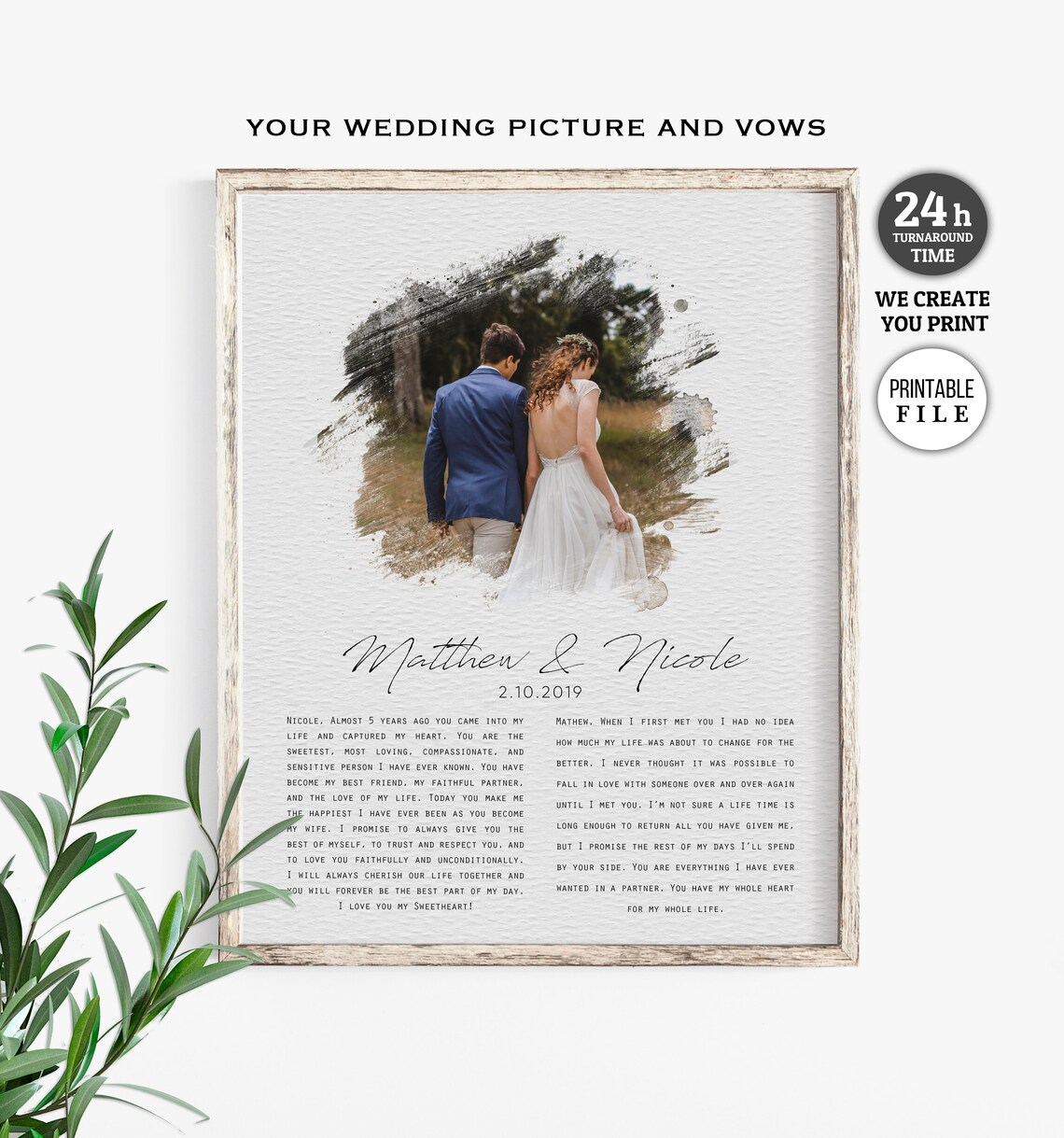 Wedding Vows Custom Wedding Vows and Photo Printable Vows | Etsy