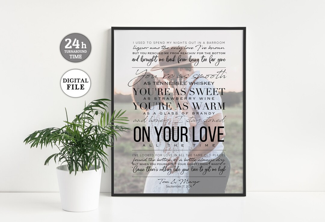 Wedding Lyric Art, Wedding Song Art, Wedding Anniversary Gift for Him ...
