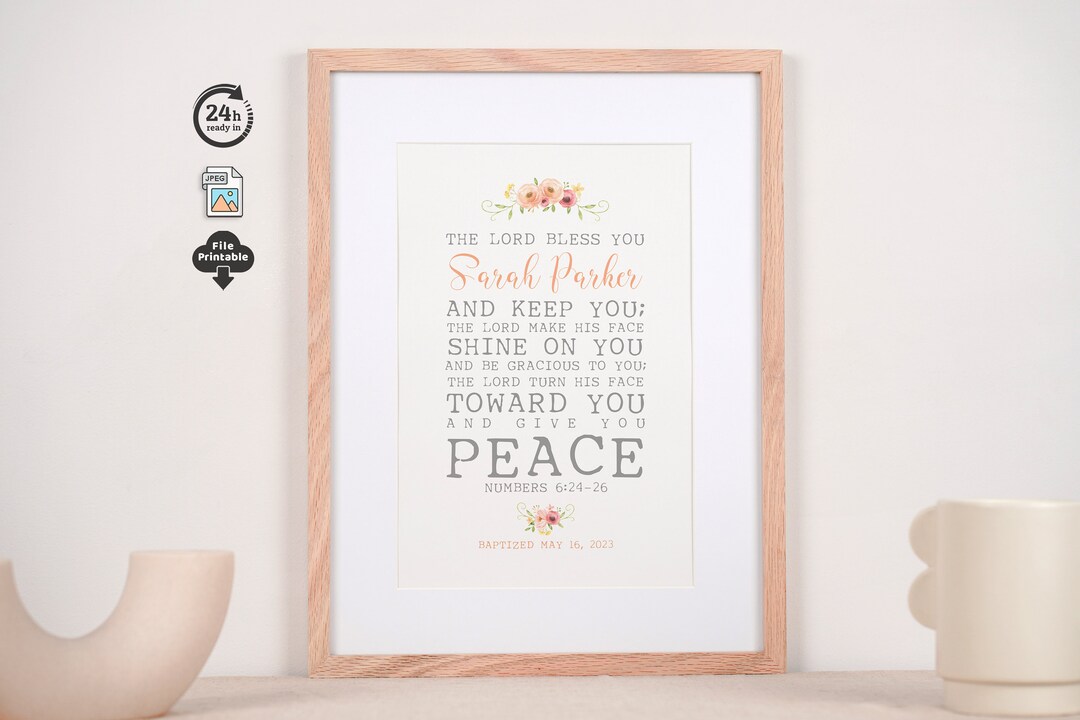 Baby Dedication Gift for Girl, Personalized Bible Verse Print With Baby ...