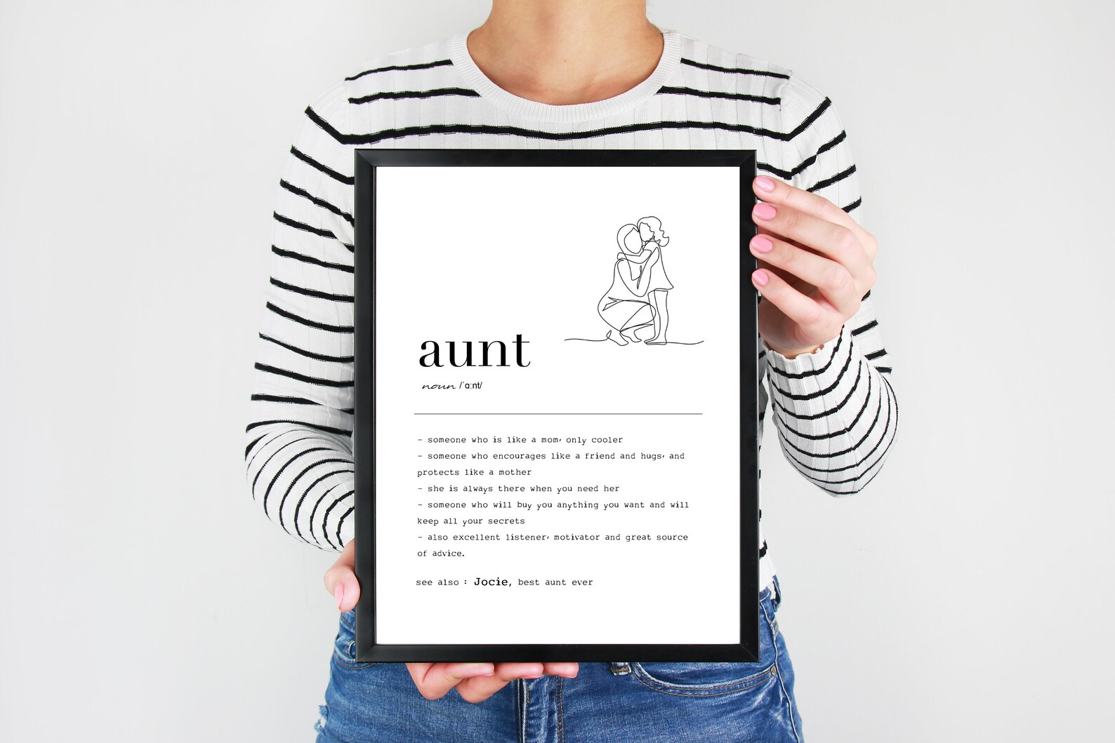 Printable Definition of Aunt, Personalized Aunt Definition, Line Art ...