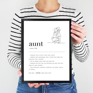 Printable Definition of Aunt, Personalized Aunt Definition, Line Art ...