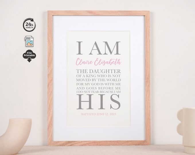 I AM the Daughter of a King, Wall Decor, Framed Wood Sign, Girl's Room ...