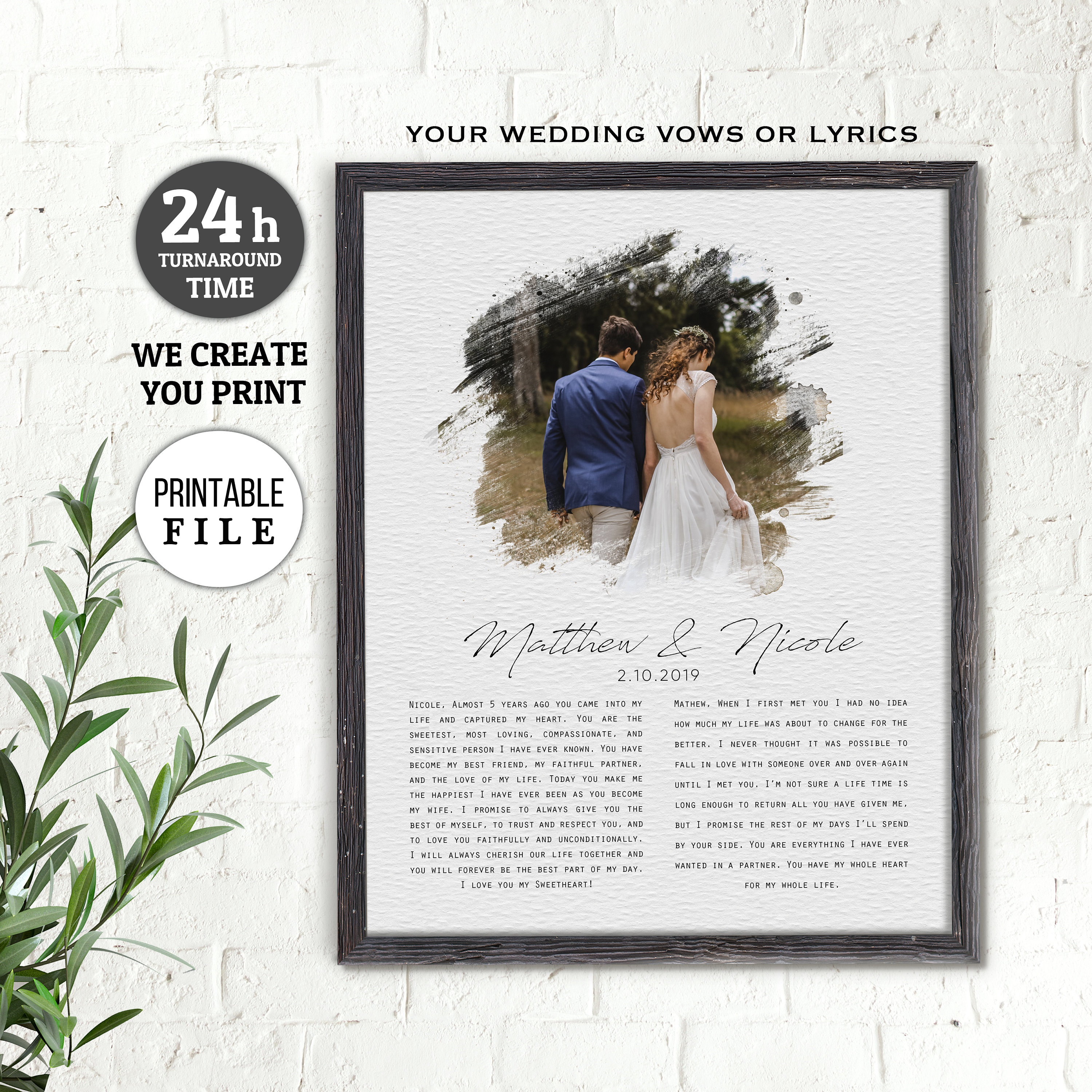 Wedding Vows Custom Wedding Vows and Photo Printable Vows - Etsy