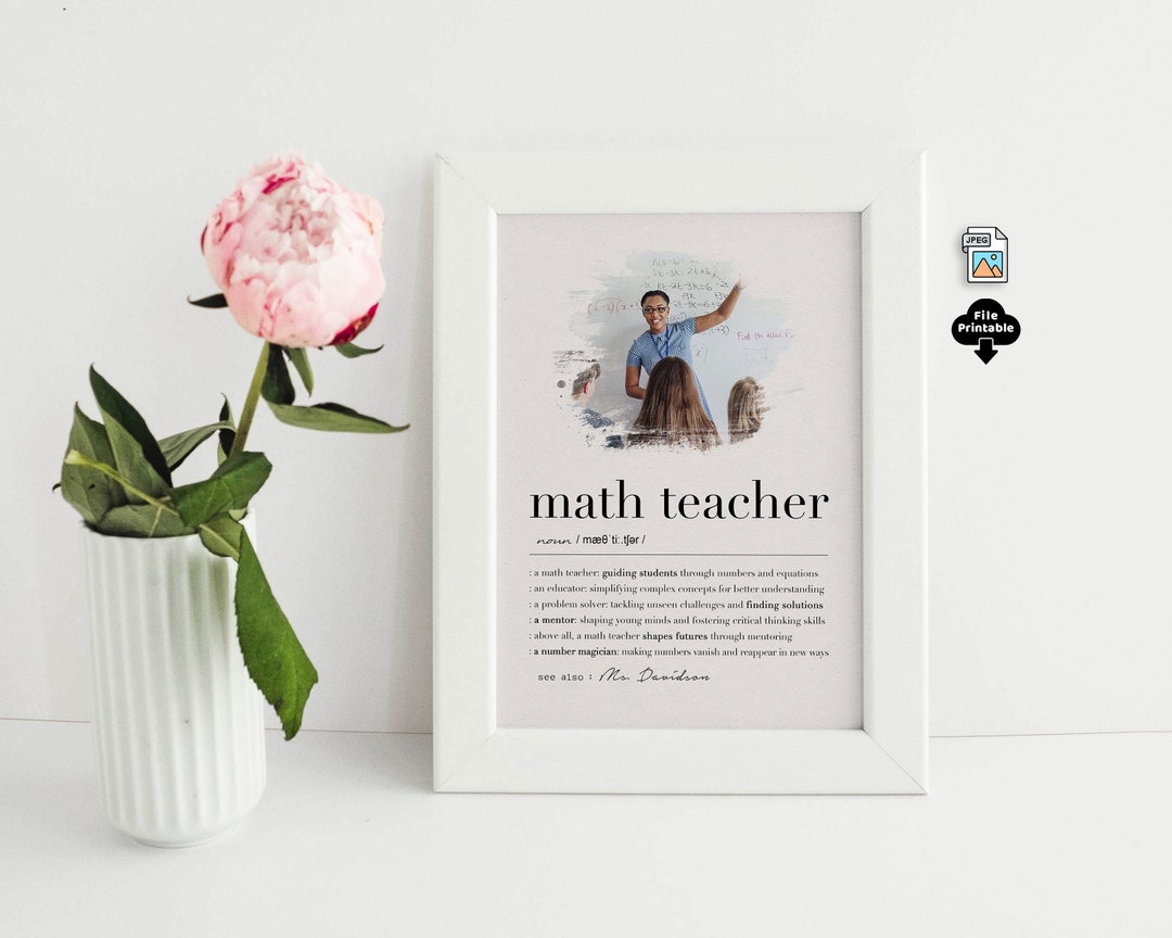 Personalized Math Teacher Definition, Unique Math Teacher Poster, Thank ...