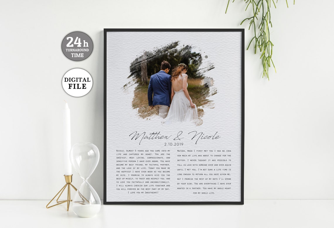Wedding Vows Custom Wedding Vows and Photo Printable Vows | Etsy