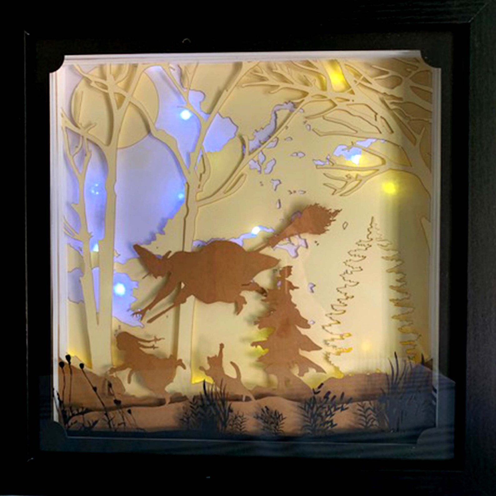 Witch Shadow Box, Light Box, 3D Laser Cut - Etsy