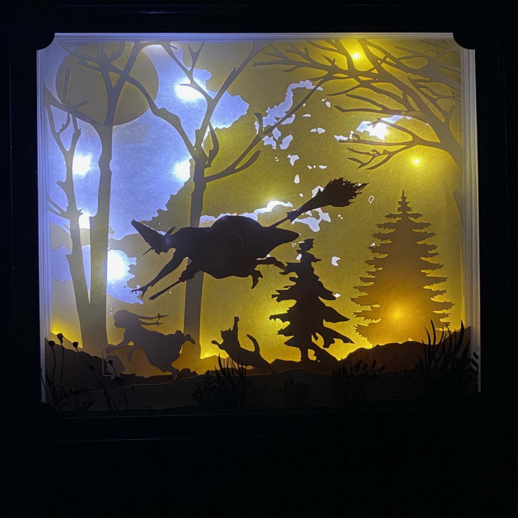 Witch Shadow Box, Light Box, 3D Laser Cut - Etsy