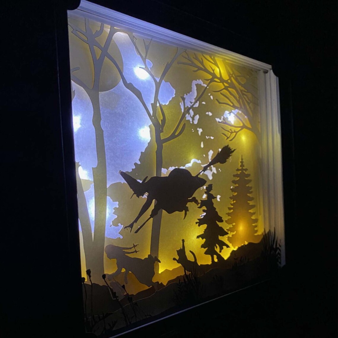 Witch Shadow Box, Light Box, 3D Laser Cut - Etsy