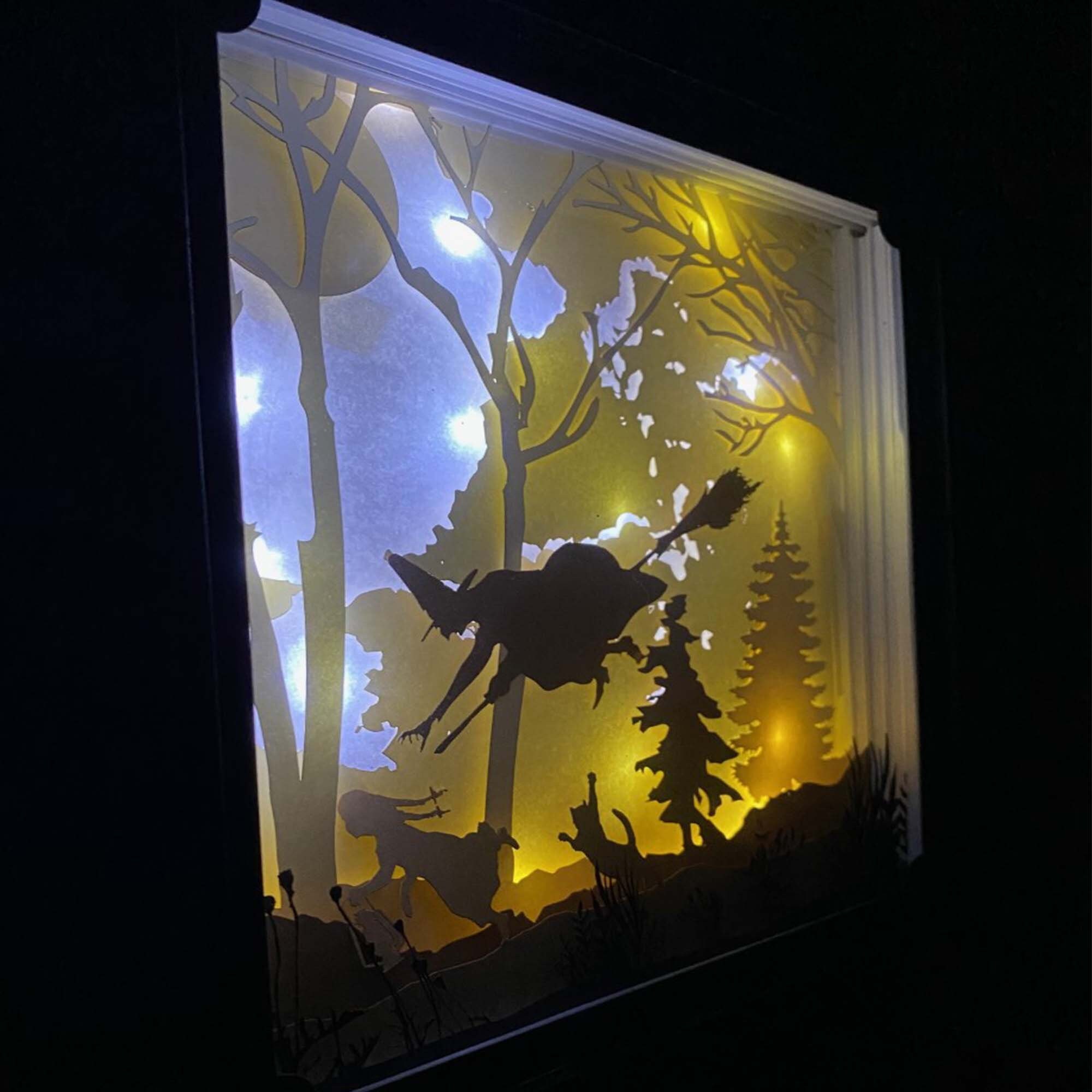 Witch Shadow Box, Light Box, 3D Laser Cut - Etsy