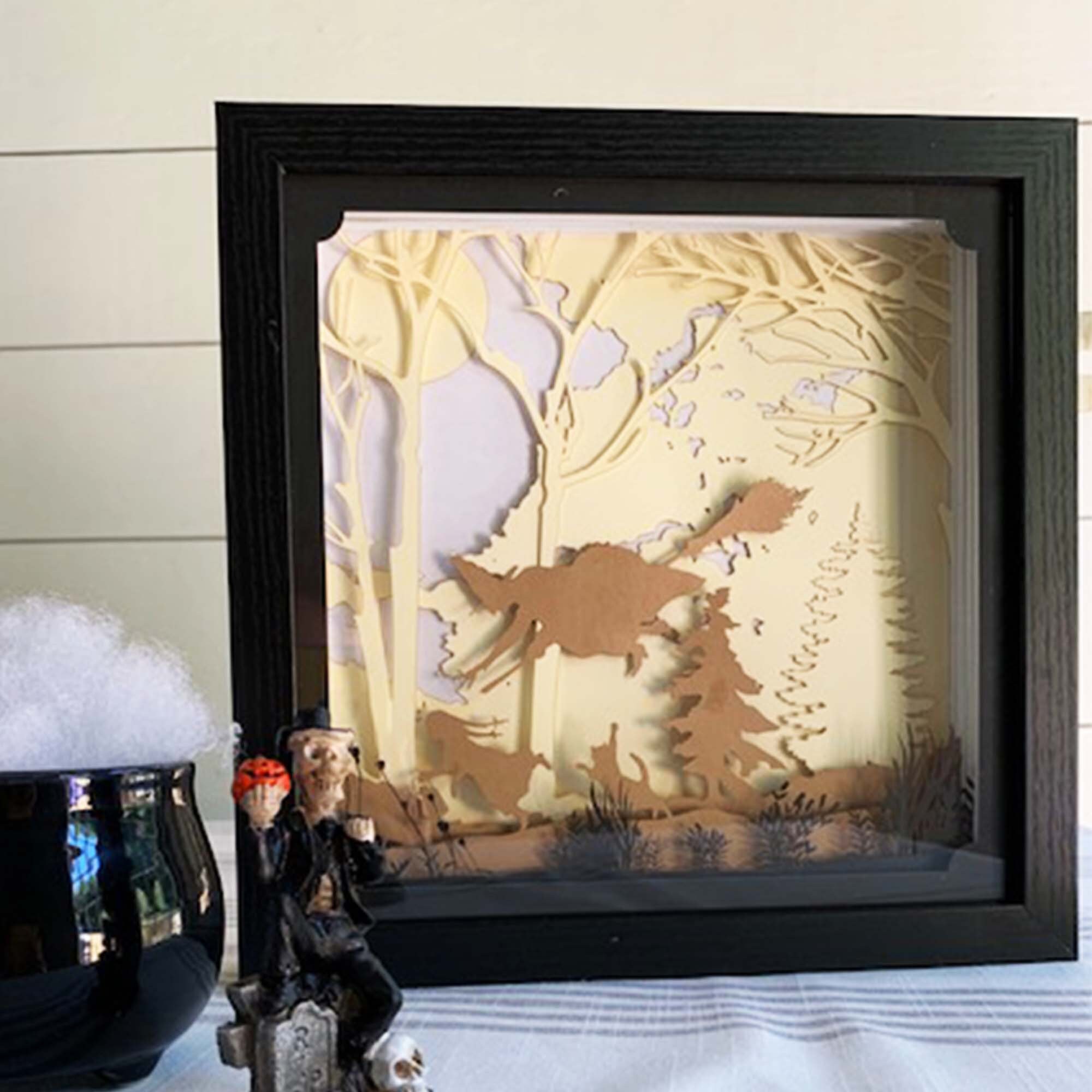 Witch Shadow Box, Light Box, 3D Laser Cut - Etsy