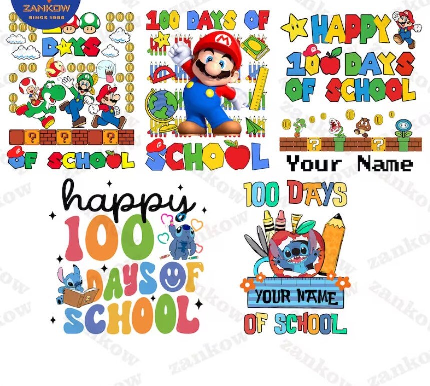 10+ Designs 100 Days of School Cartoon PNG Bundle, Happy 100 Days of ...