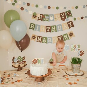 First Year Down Cake Topper, Football 1st Birthday, Custom Name - Etsy
