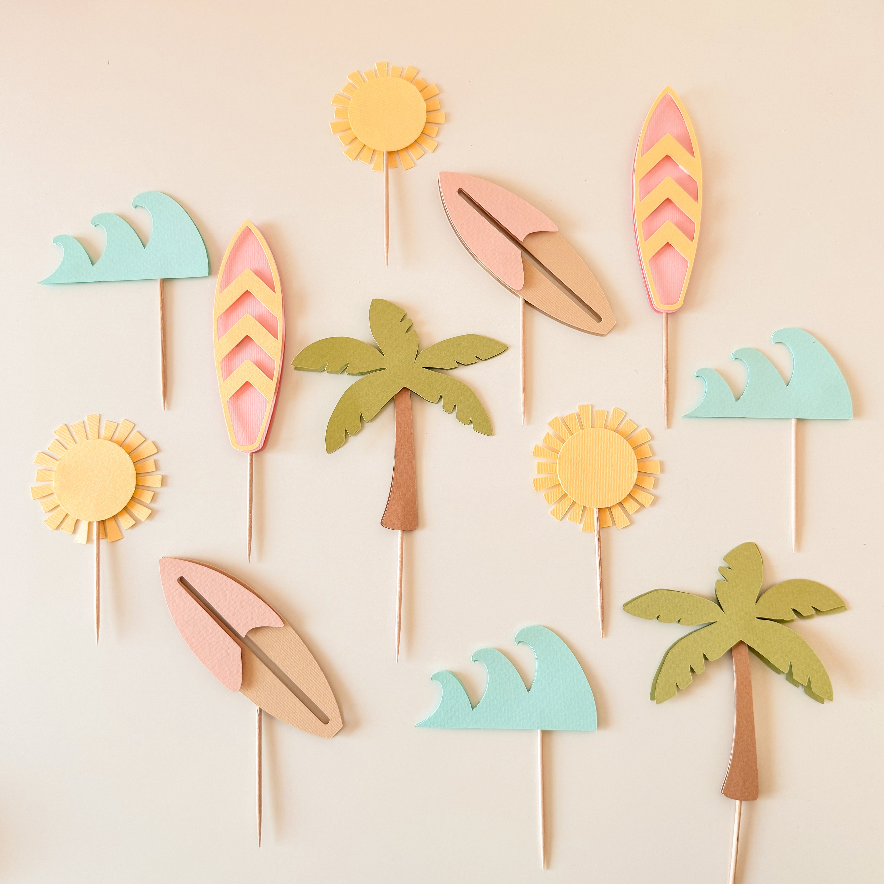 The Big One Surfboard Birthday Cupcake Toppers, One Year Birthday Party ...