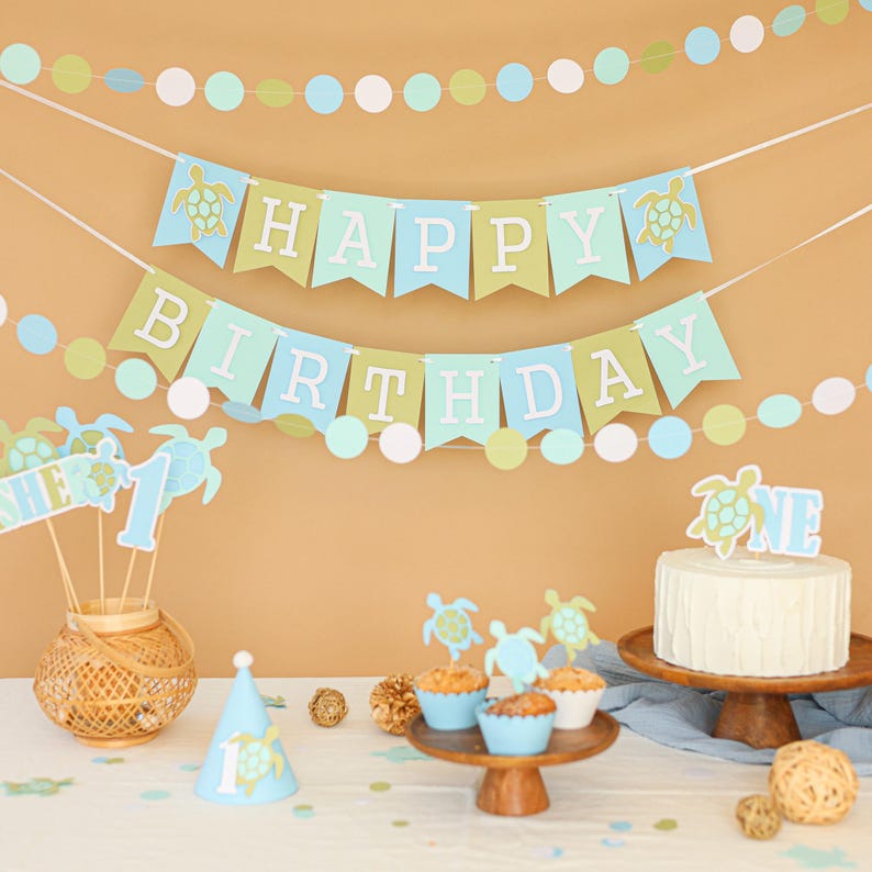 Sea Turtle Birthday Banner - Under the Sea, Turtley Two Party Decor - Etsy