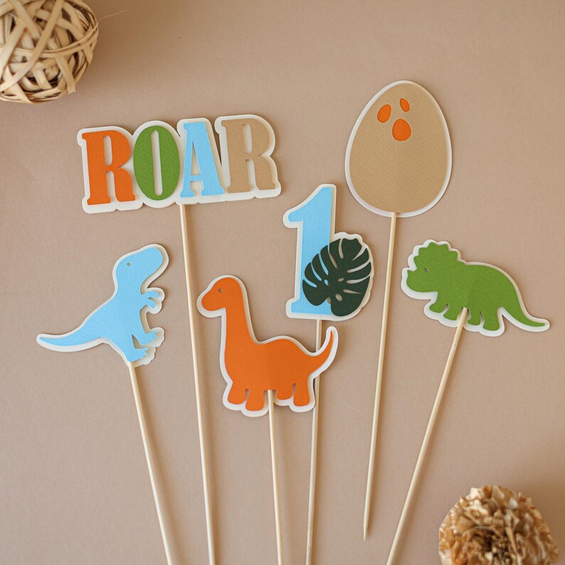 Dinosaur Table Centerpieces - Boy 1st Birthday Decorations - Oneasaurus ...