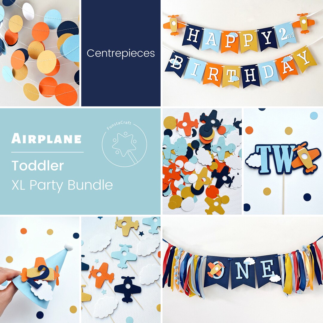 Airplane Birthday Decorations, 2nd Boy Birthday, Two Fly, Party Bundle ...