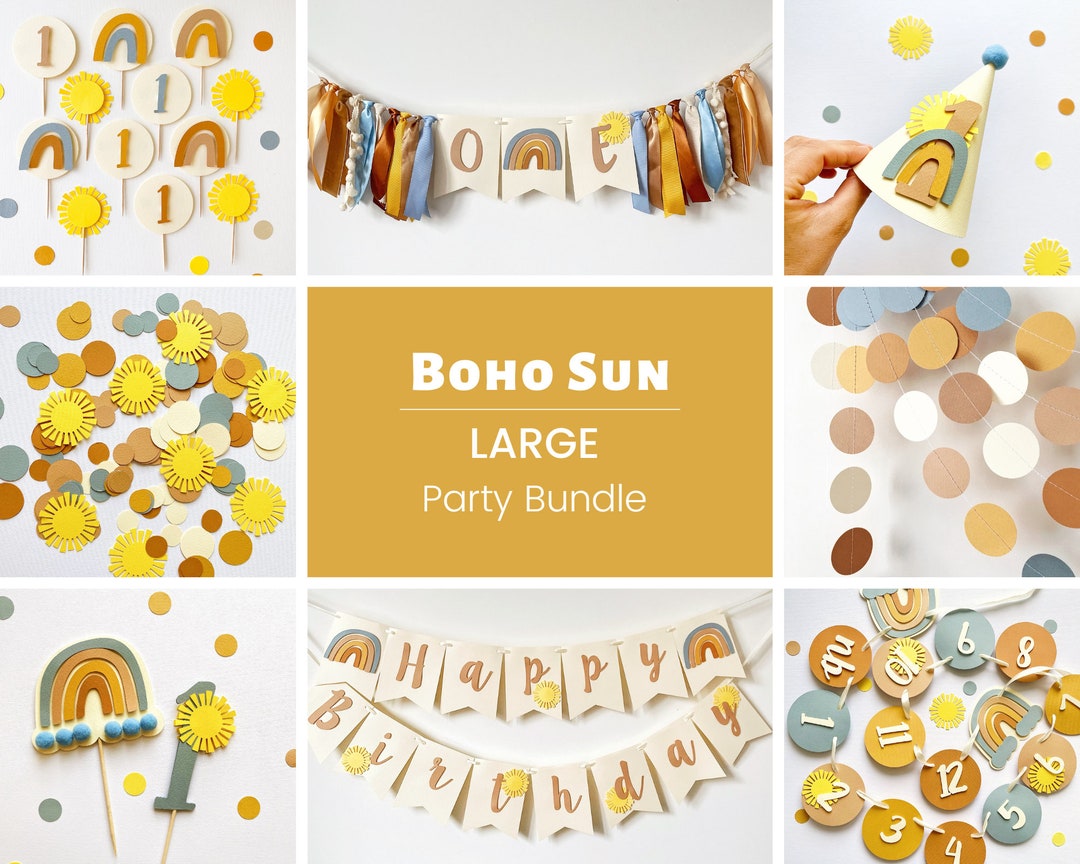 Boho Sun Birthday Bundle, First Trip Around the Sun Party, One in the ...