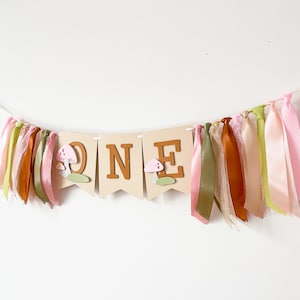 Toadstool High Chair Banner, Mushroom 1 Year Birthday Decorations, Pink ...
