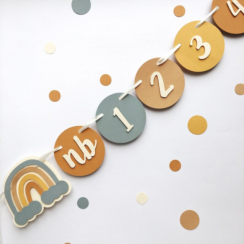 Boy Boho Rainbow 12 Month Photo Banner Muted Rainbow Themed | Etsy