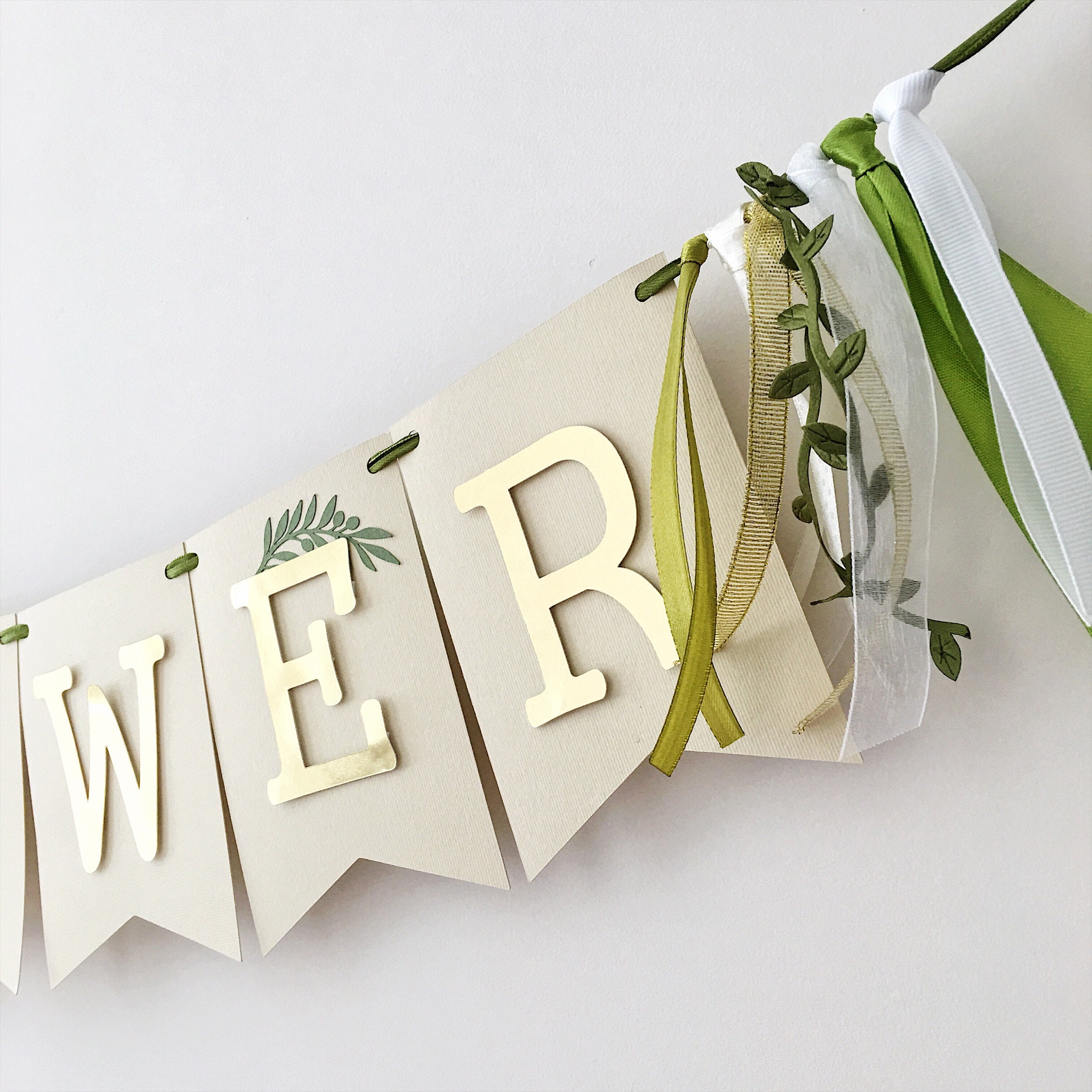Greenery Banner Green Gold 1st Birthday Decorations Greenery - Etsy Canada