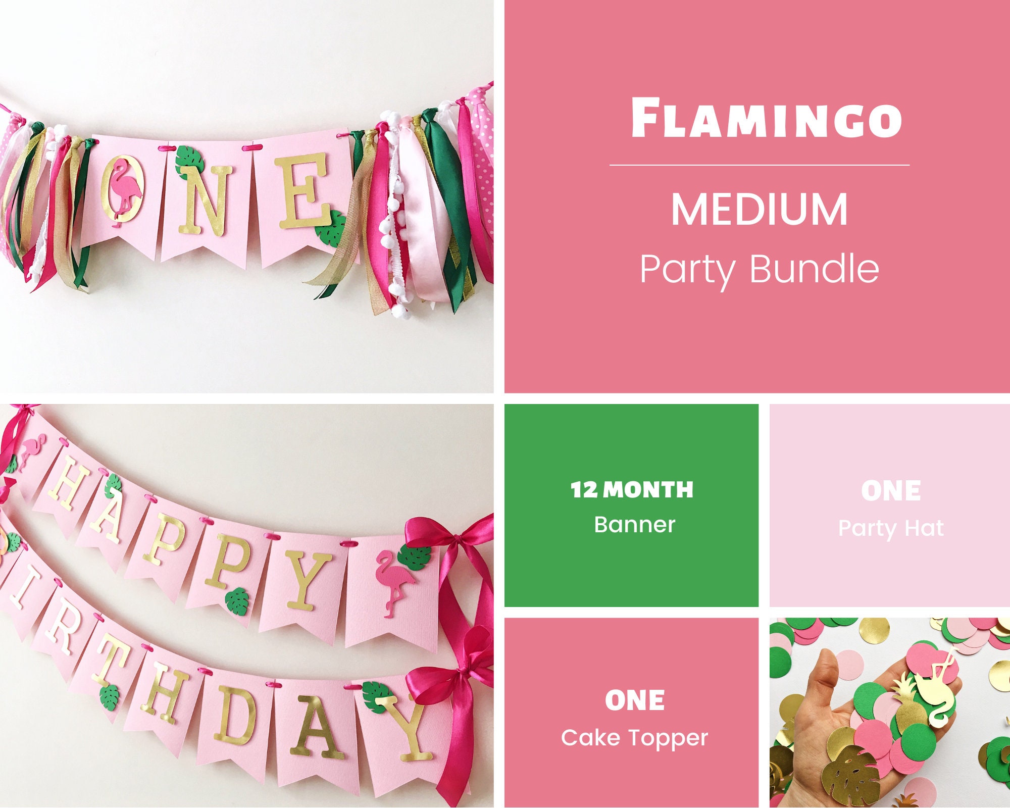 Flamingo First Birthday Party Bundle Tropical Girl Birthday | Etsy